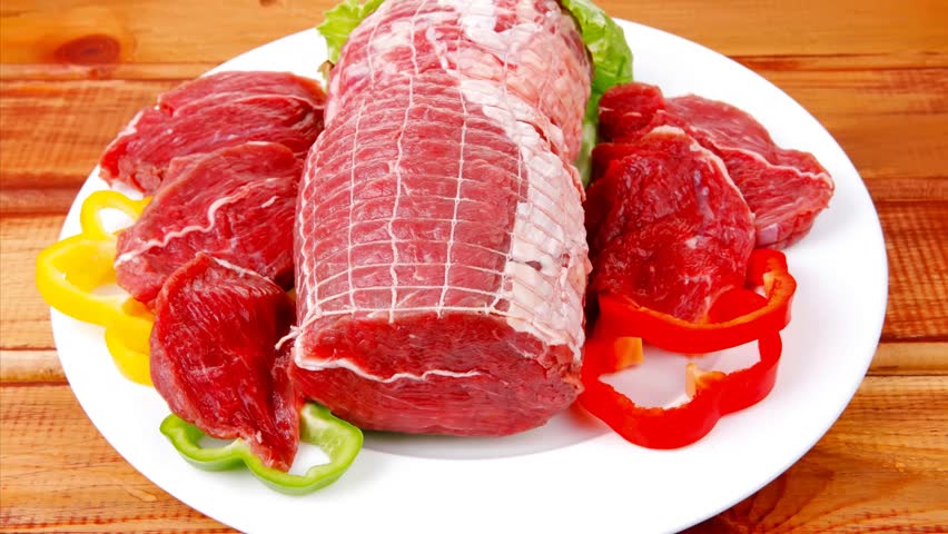 Fresh Red Meat with Vegetables Stock Footage Video (100% Royalty-free ...