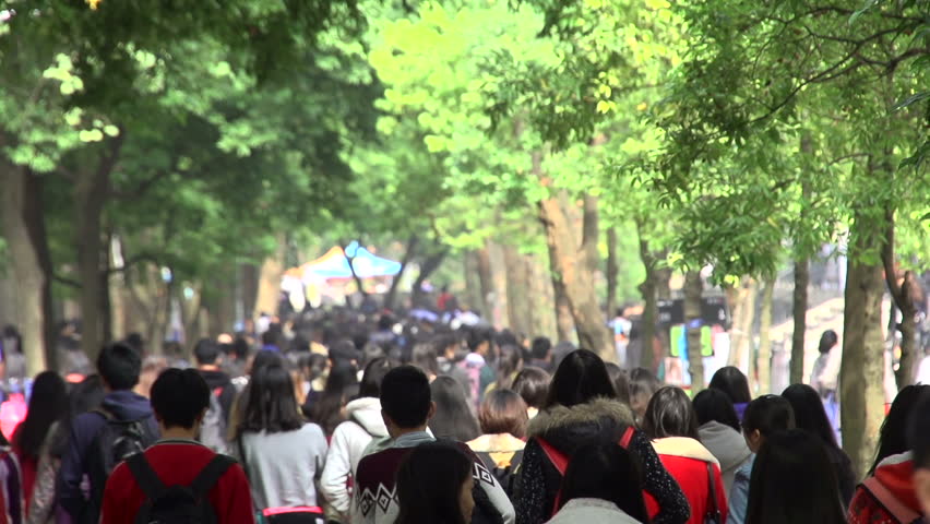crowd young people on university campus Stock Footage Video (100% ...