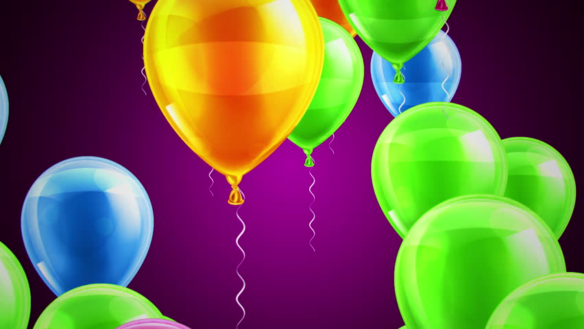 animation colorful birthday balloons confetti Stock Footage Video (100% ...