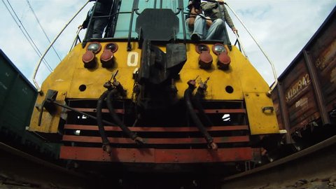 Camera View Under Freight Locomotive Stock Footage Video (100% Royalty ...