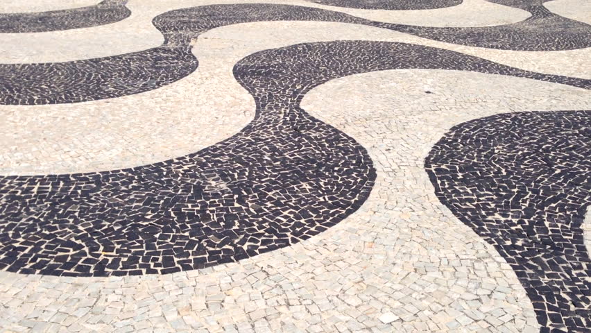 iconic sidewalk tile pattern copacabana beach Stock Footage Video (100% ...