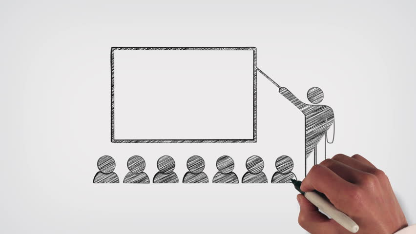 business presentation classroom whiteboard stop-motion style Stock ...
