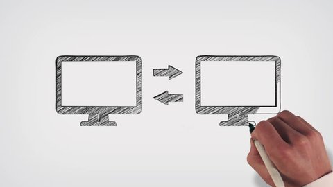 Computer Network Whiteboard Stopmotion Style Animation Stock Footage ...