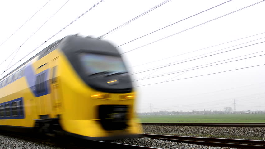 dutch ns passenger train passing elevated Stock Footage Video (100% ...