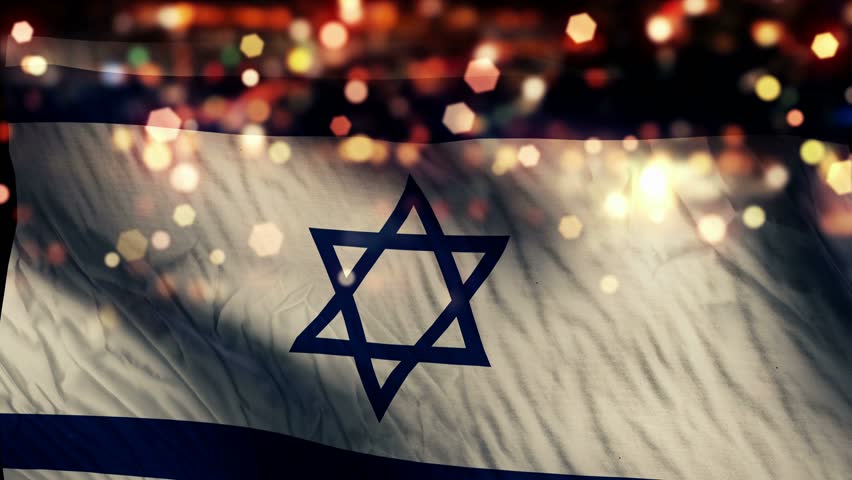 Israel Flag Light Night Bokeh Stock Footage Video (100% Royalty-free ...