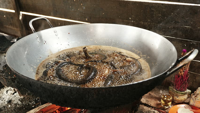 Deep Fried Snakes in Wok Stock Footage Video (100% Royalty-free ...