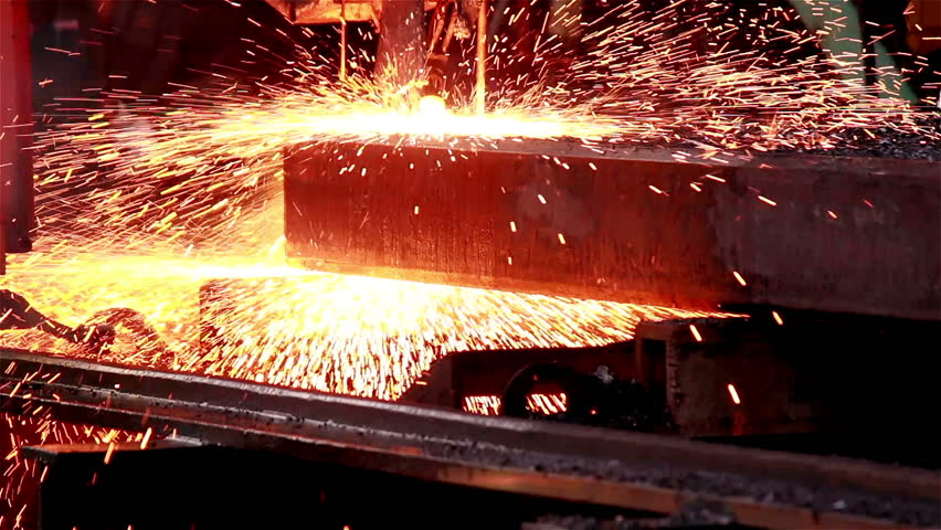 industry steel slab scarfing tending fire Stock Footage Video (100% ...