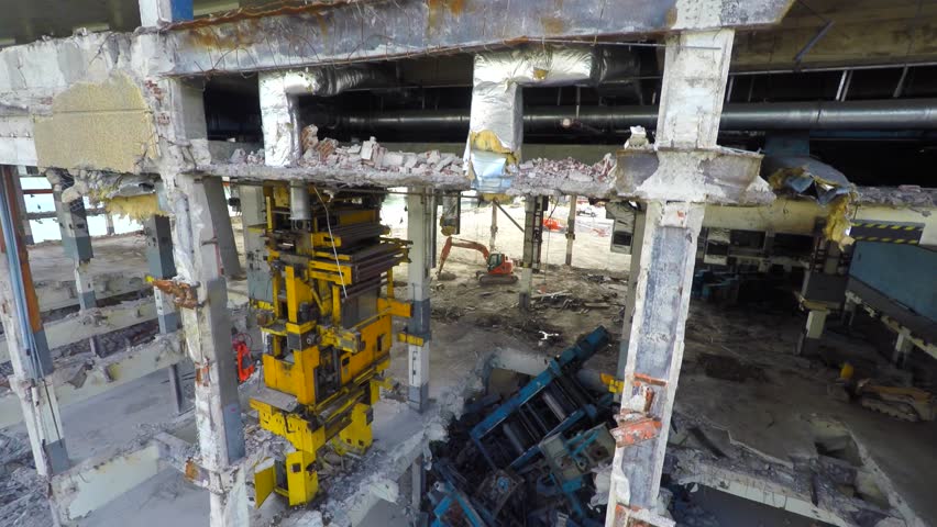 Building Destruction Site Aerial Drone Stock Footage Video (100% ...
