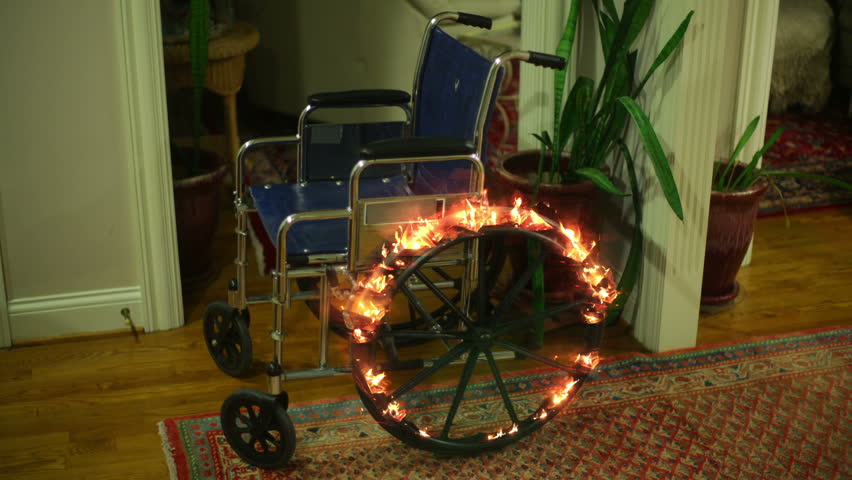 fast wheelchair concept wheels on fire Stock Footage Video (100% ...