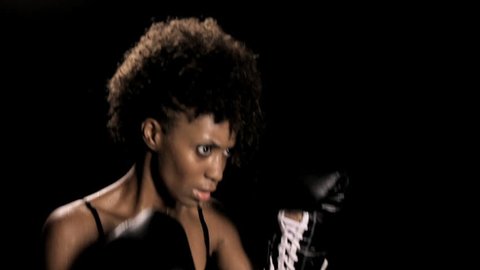 Tough Pretty Black Woman Boxing Beautiful: video de stock (totalmente ...