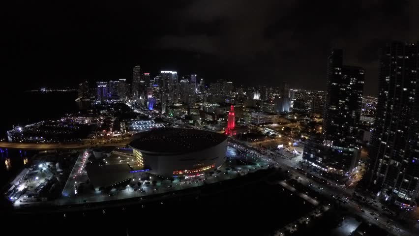 night aerial video downtown miami 4k Stock Footage Video (100% Royalty ...