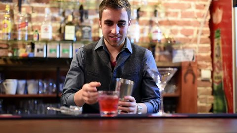 Barman Creating Professional Cocktails Details Alcoholic Stock Photo ...