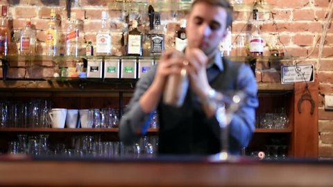 Barman Creating Professional Cocktails Details Alcoholic Stock Photo ...