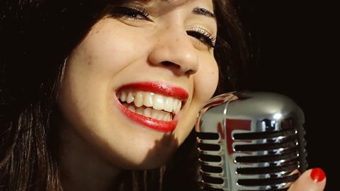 Classy Young Woman Singing On Stage Stock Footage Video (100% Royalty ...