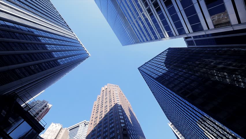 low angle panning view city skyline Stock Footage Video (100% Royalty ...