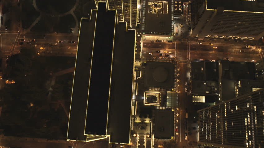 aerial illuminated overhead night view city Stock Footage Video (100% ...