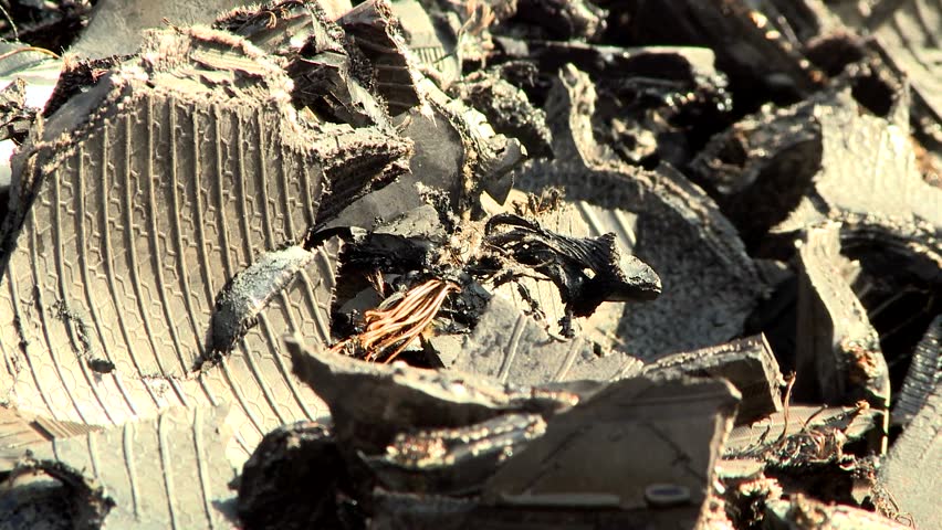 shredded car tires pile recycling close-up Stock Footage Video (100% ...