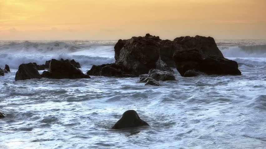 pacific ocean rocks waves sunset - Stock Footage Video (100% Royalty ...