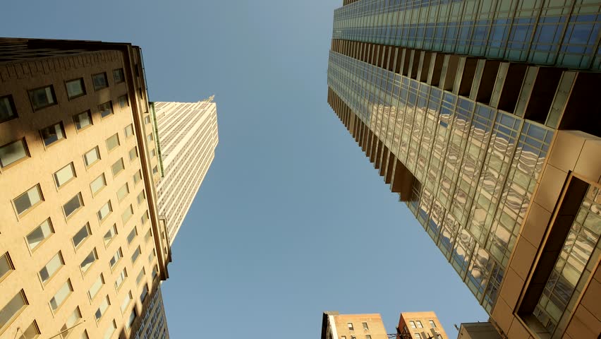 vertical view modern skyscraper buildings glass Stock Footage Video ...