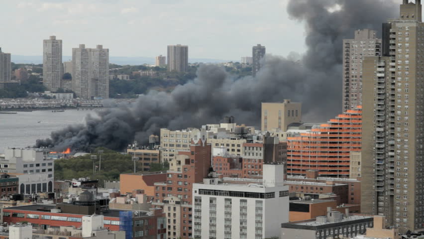 building on fire smoke manhattan new Stock Footage Video (100% Royalty ...