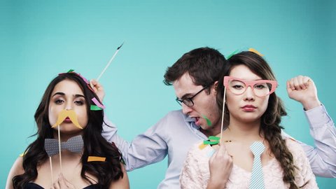 Crazy Geek Man Dancing Beautiful Women Stock Footage Video (100% ...