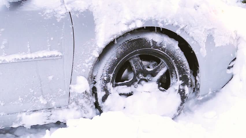 Winter Driving, Car Wheel Spinning Stock Footage Video (100% Royalty ...