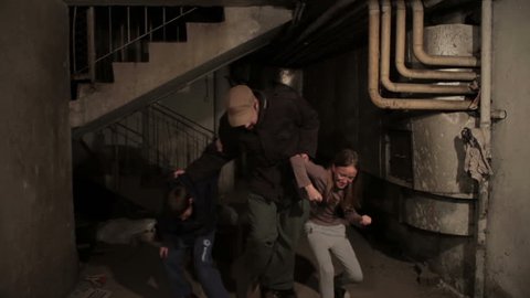 Kidnapping Scene Dark Basement Two Kidnappers: vídeo stock (100% livre ...