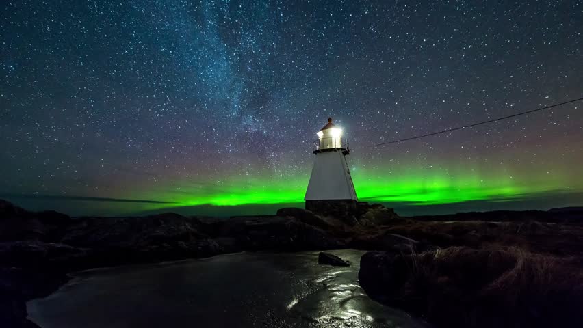 Northern Lights, Lighthouse, Norway Stock Footage Video (100% Royalty ...