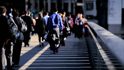 Commuters Walking Work City London During Stock Footage Video (100% ...