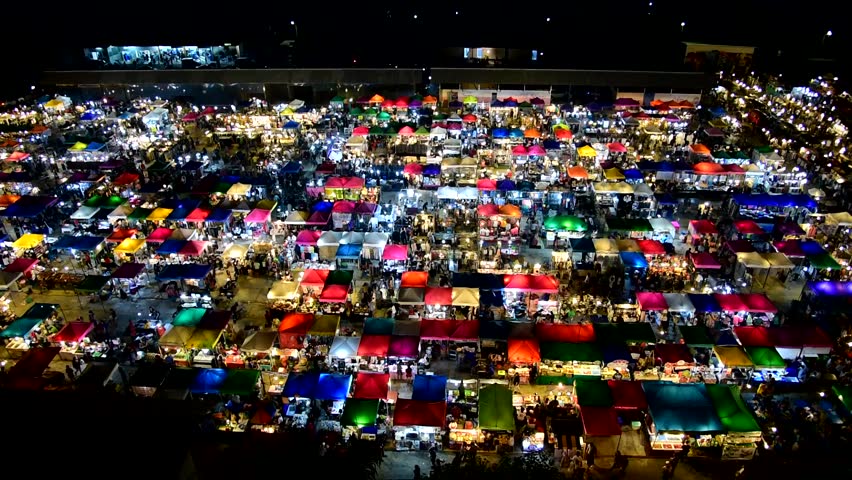 night market high view building colorful Stock Footage Video (100% ...