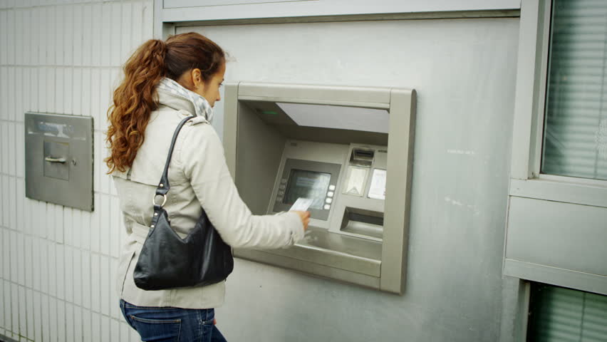 4k suspicious woman taking cash atm Stock Footage Video (100% Royalty ...