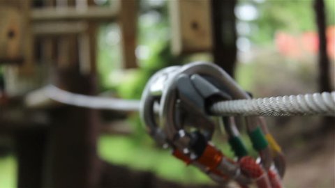 Pulley Removal Wire Rope Cable Tyrolean Stock Footage Video (100% ...