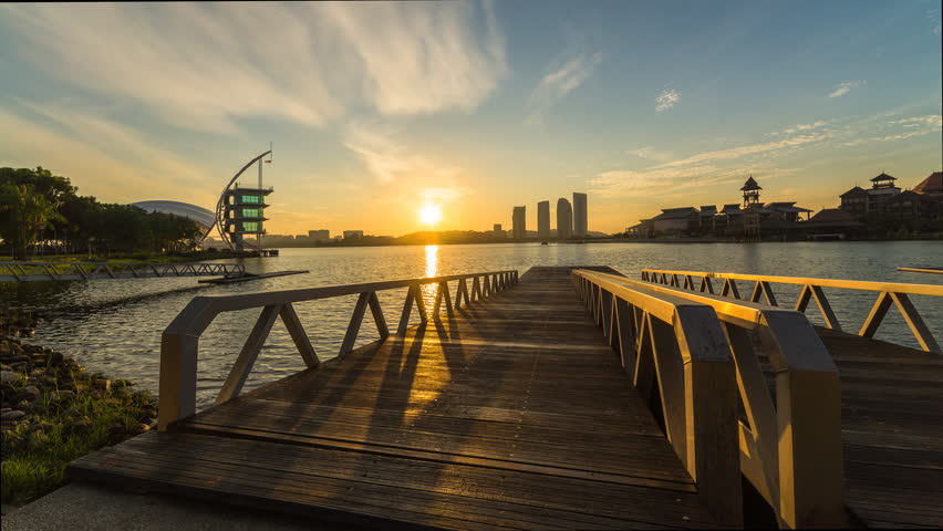 Beautiful Sunset at Putrajaya Lake, Stock Footage Video (100% Royalty ...