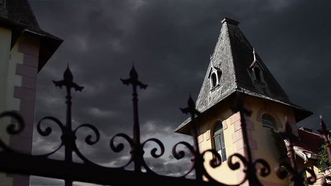 Spire Old Mansion Dramatic Clouds Timelapse Stock Footage Video (100% ...