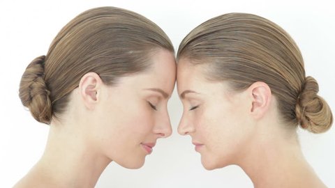 Two Women Forehead Forehead Looking Camera Stock Footage Video (100% ...