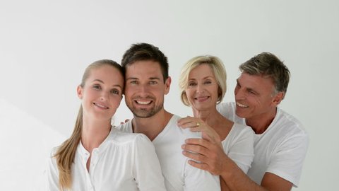 Portrait Two Generation Family Raw Smiling Stock Footage Video (100% ...