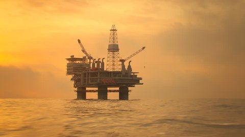 helicopter flying oil rig platform against Stock Footage Video (100% ...