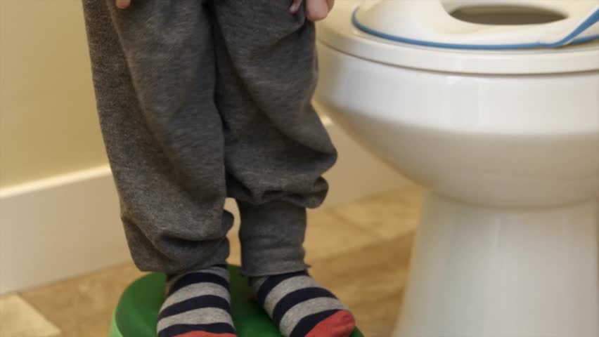 Toddler Being Potty Trained Bathroom His Stock Footage Video (100% ...