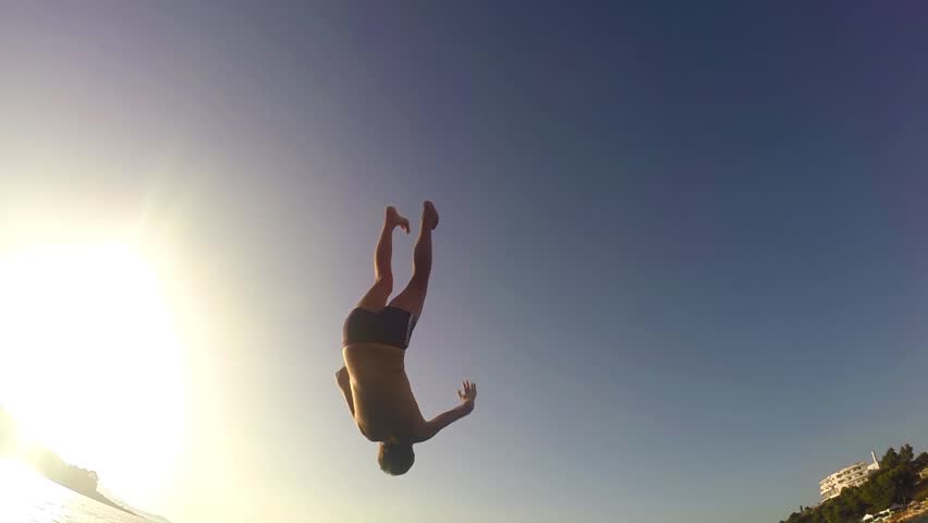 Cliff Jumping Backflip (slow Motion) Stock Footage Video (100% Royalty ...