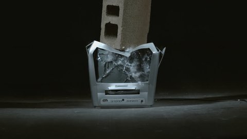 Concrete Block Dropped On Television Slow Stock Footage Video (100% ...