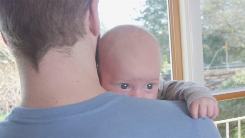newborn baby boy on father's shoulder Stock Footage Video (100% Royalty ...