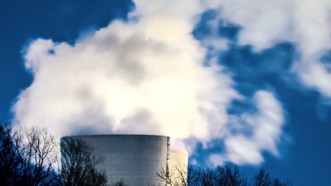 Nuclear Power Plant Closeup Smoke Stack Stock Footage Video (100% ...