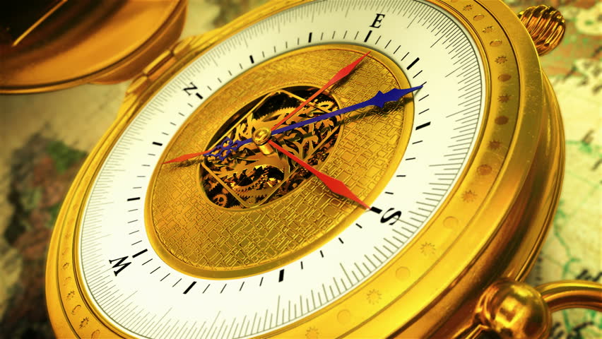 Retro Gold Compass Opening On Arkivvideomateriale (100 % royaltyfritt ...