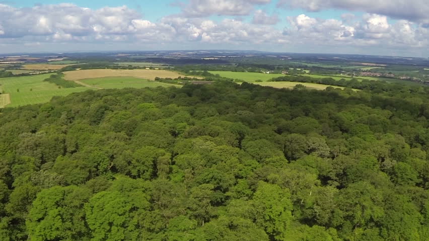 aerial view uk woodland forest british Stock Footage Video (100% ...