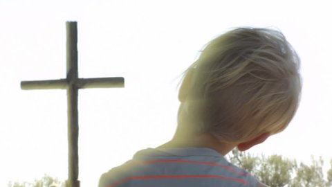 Young Little Boy Looks Cross Outside Stock Footage Video (100% Royalty ...