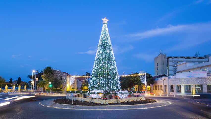 Haifa, Israel - Christmas Tree Stock Footage Video (100% Royalty-free ...