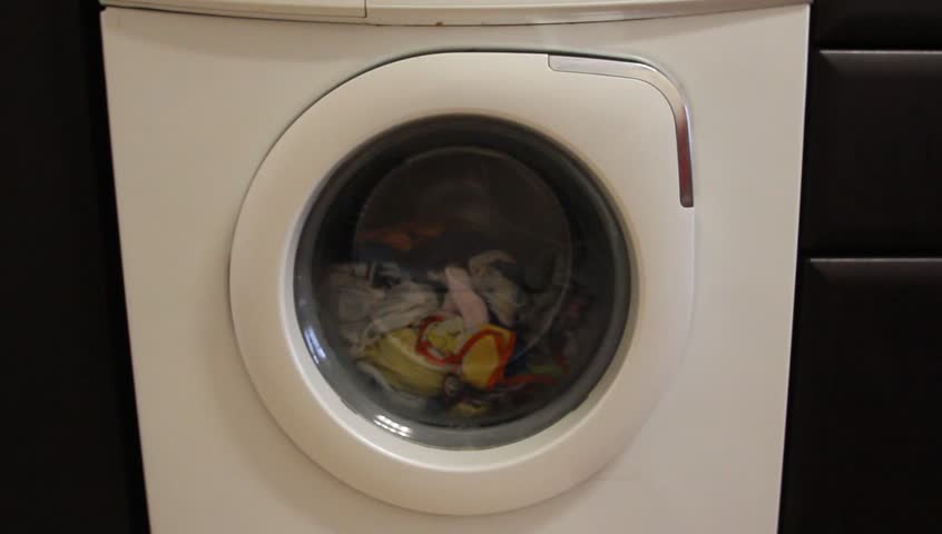 circular door white washing machine running Stock Footage Video (100% ...