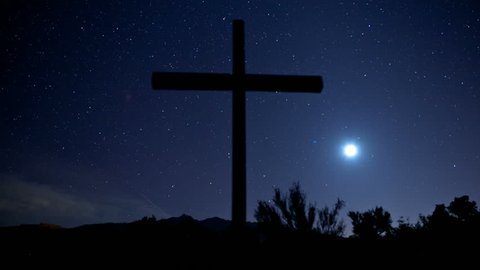 Cross Moon Stars Timelapse Stock Footage Video (100% Royalty-free ...