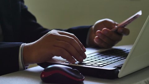 Businessman Counting Money Computer Laptop Success Stock Footage Video ...