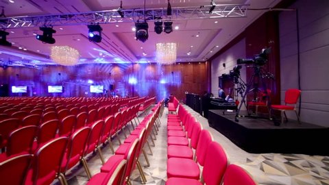 bright modern conference room rows red Stock Footage Video (100% ...